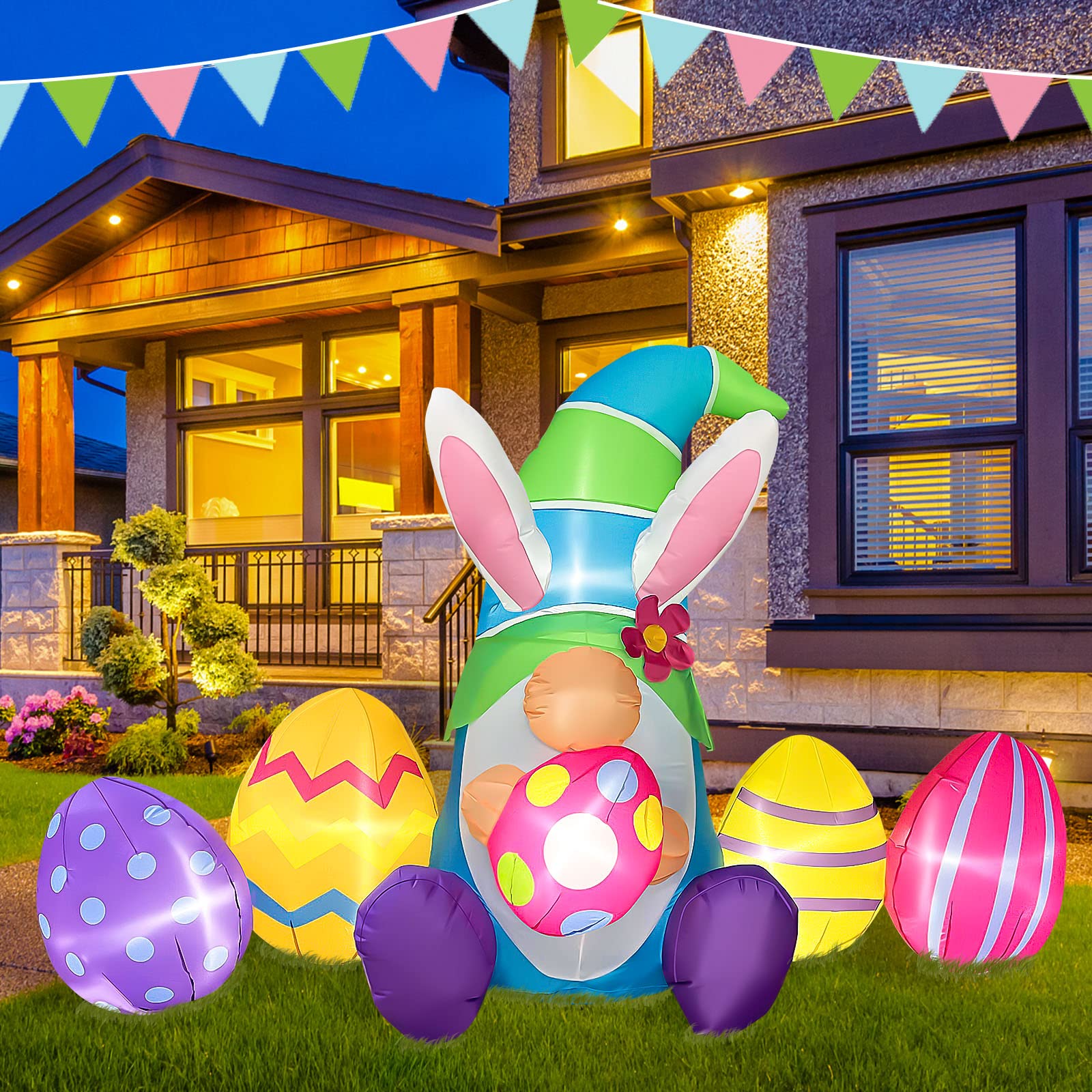 7 Ft Long Easter Inflatables Outdoor Decorations, Inflatable Easter Bu ...